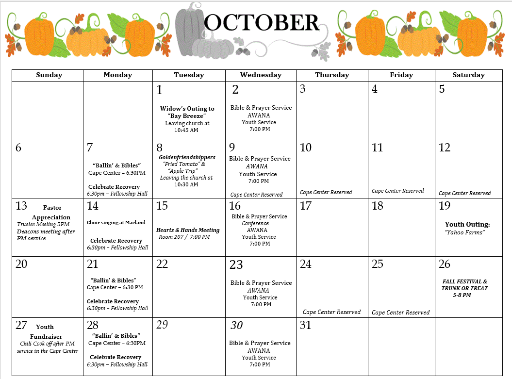 Bulletin and Calendar - Floyd Road Baptist Church - Austell, GA